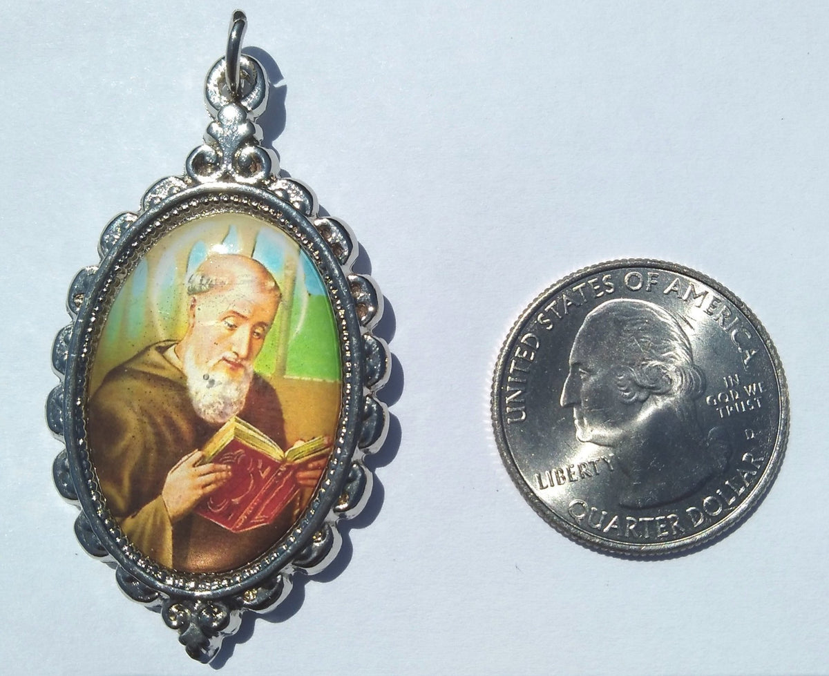 St. Benedict Oval Pendant, Religious Pendant, Saint Pendant (1 Pendant ...